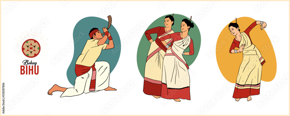 Vector illustration of Happy Bihu, Assamese New Year, Indian ...