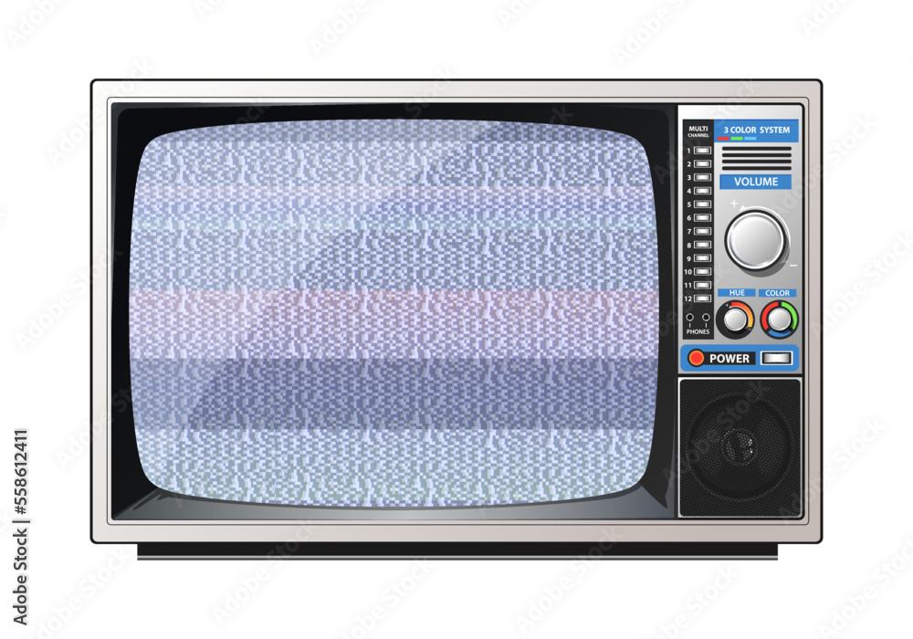 Old style television vector illustration. 80s technology. 90s TV set ...