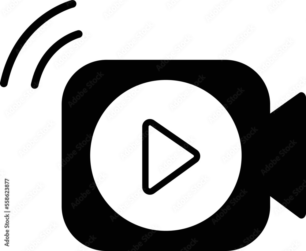 Video camera shape with a play button icon. TV logo template. Video ...