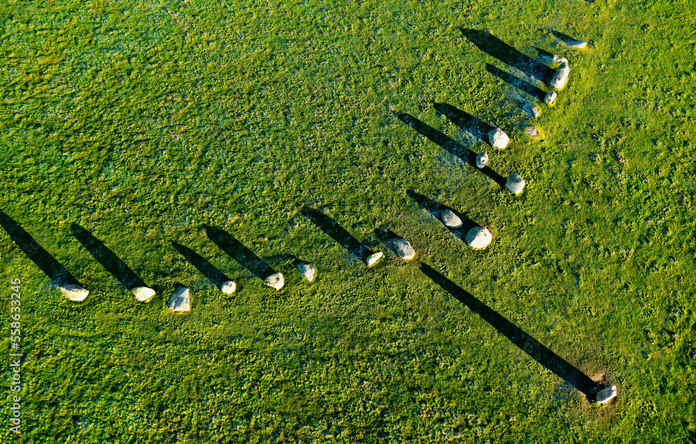 Long Meg and Her Daughters. Prehistoric Neolithic stone circle ...