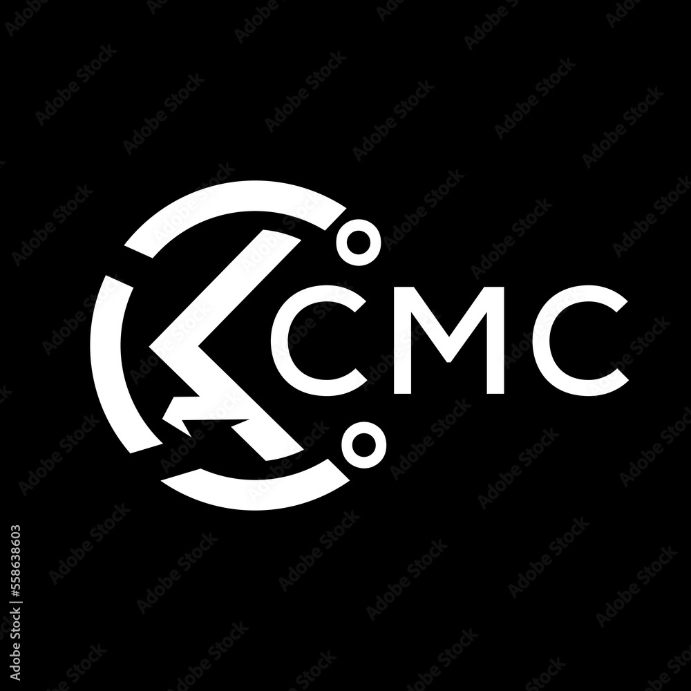 CMC letter logo. CMC white image on black background. CMC vector logo ...