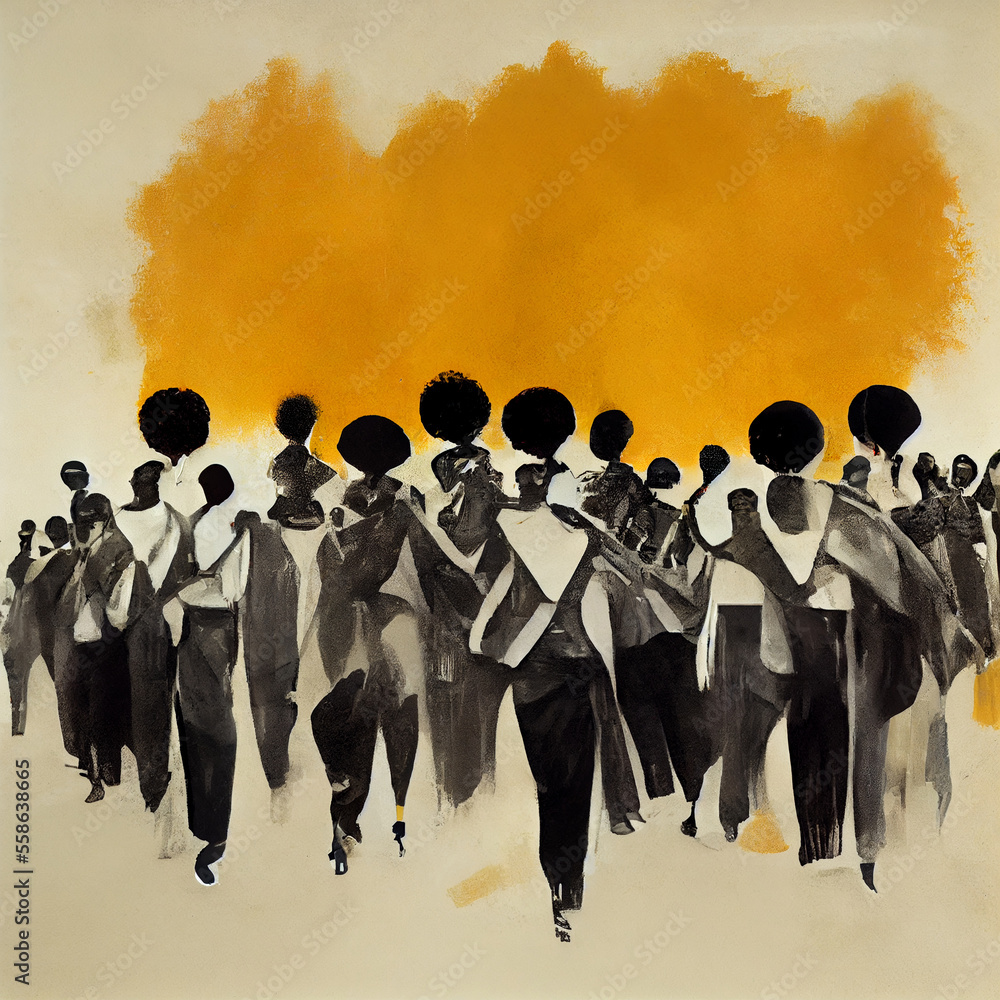 Black History Month Abstract Togetherness African American Black ...