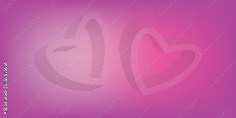 gradient purple background with a pair of love heart symbols. design ...
