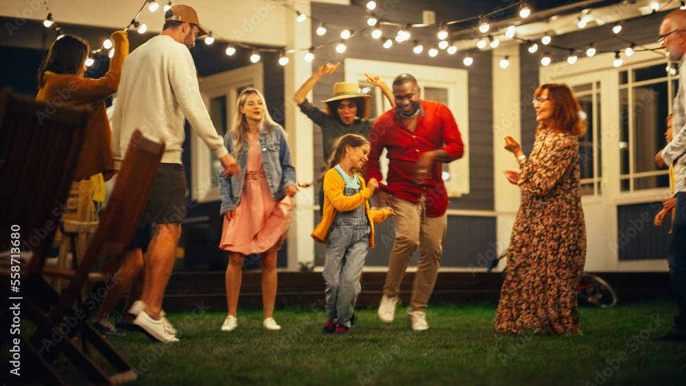Diverse Multicultural Friends and Family Dancing Together at an ...