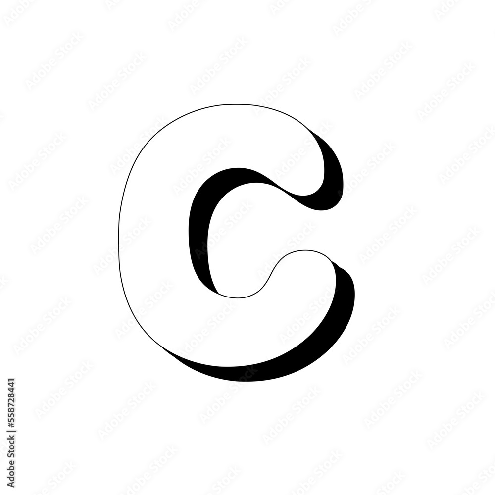 Hand drawn doodle uppercase letter C. Capital letters modern design ...