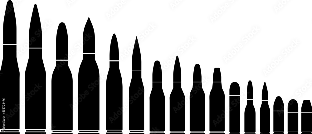 vector illustration set of bullet silhouette Stock Vector | Adobe Stock