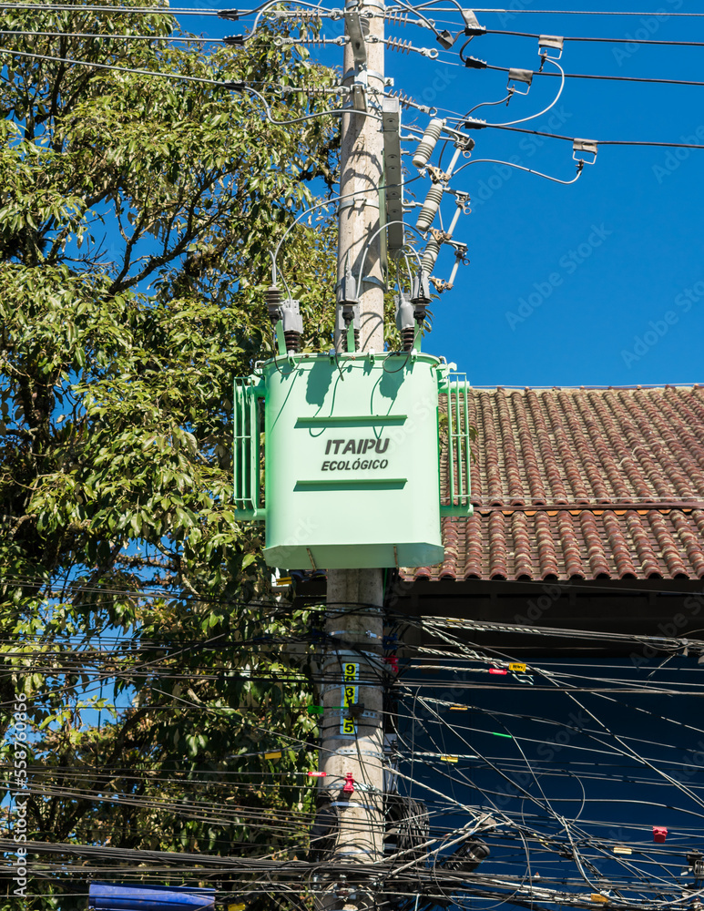 Gramado, Brazil - Circa April 2022: Messy electricity wires on a ...