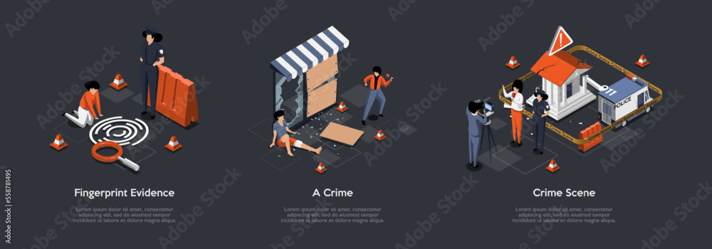 Looting And Crime Scene, Fingerprint Concept. Aggressive Guy With ...