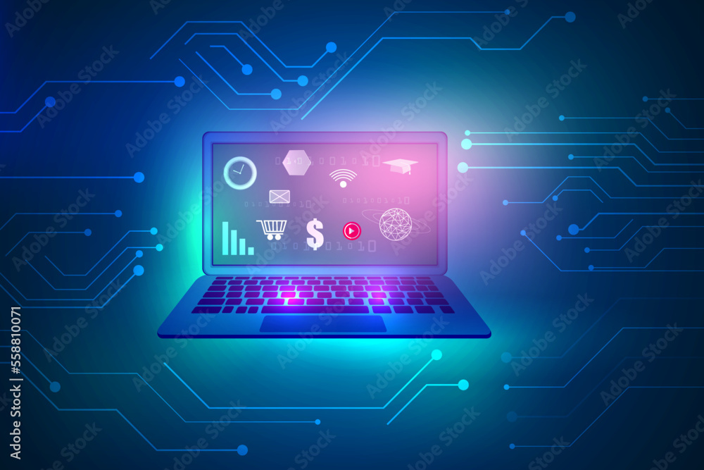 computer security by code number on circuit lines technology abstract. innovation cyber high ...