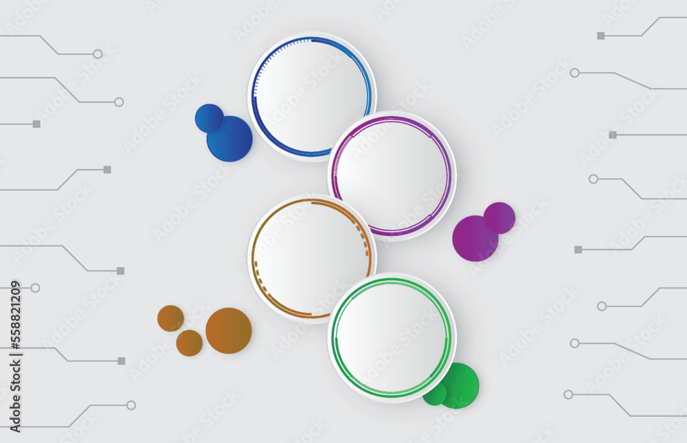 Infographic template of circle topic with circuit electronic line ...
