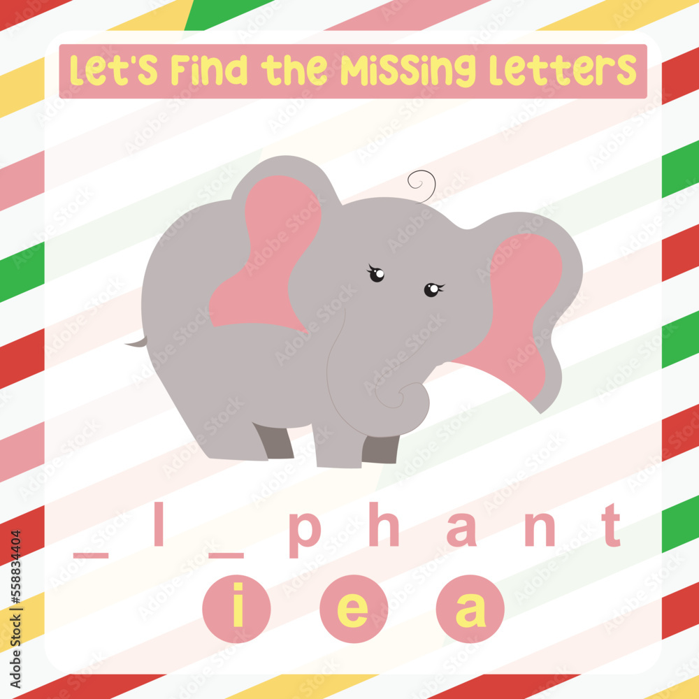 Missing letter worksheet for kids. Complete the missing letter for ...
