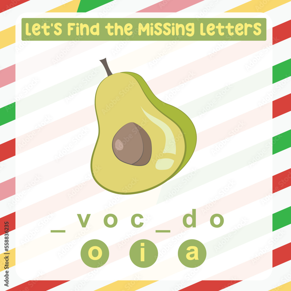 Find the missing letter worksheet for kids learning the fruits ...