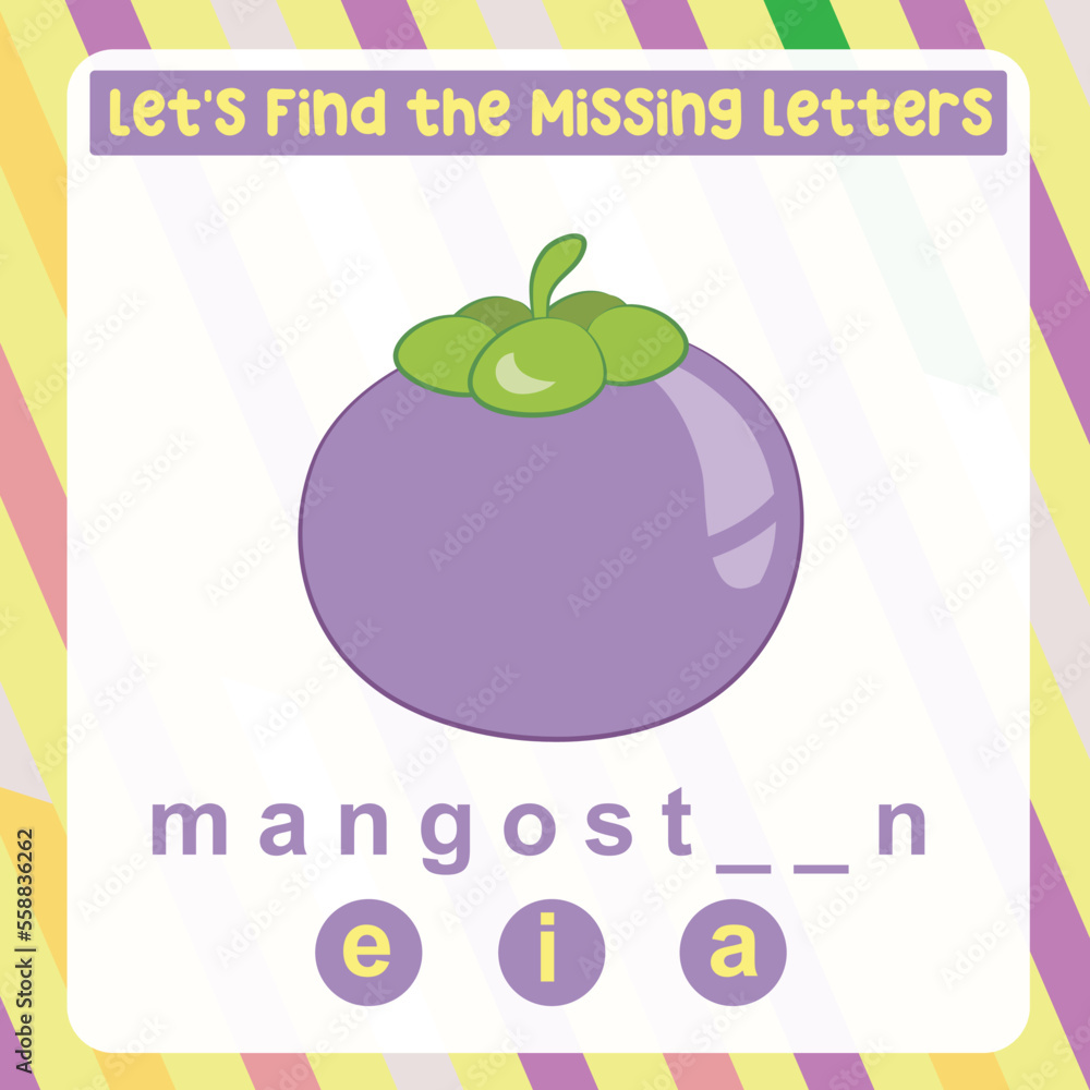Find the missing letter worksheet for kids learning the fruits ...