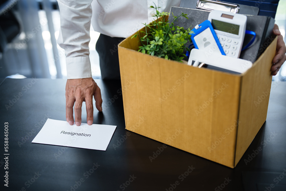 Business people breaking the contract with resignation letter staff ...