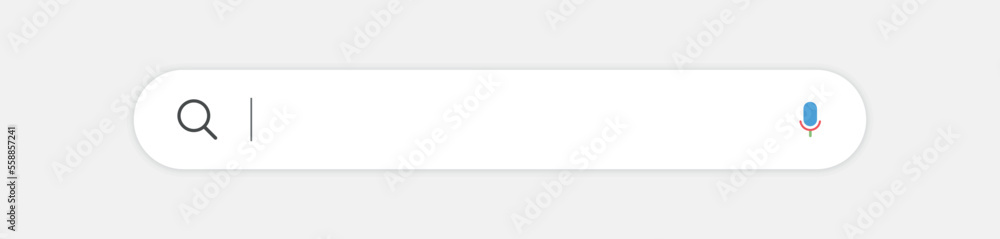 Search bar. Neumorphism design. 3d rendering. Web Search button concept. Search window with ...