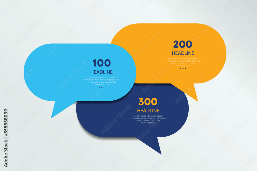 3 step template, banner, infographic, diagram, chart, bubbles. Stock ...
