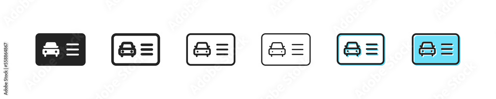 Driver license icon set. Driver id card, MIA. Driver s personal ...