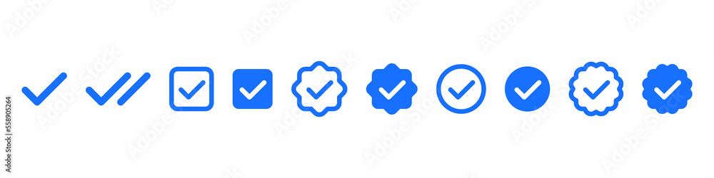 Checkmark icon. Check mark vector set. Checklist tick ok sign. Yes ...