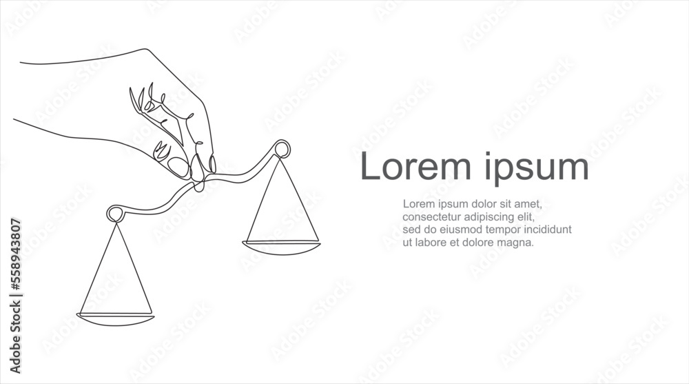 One single line drawing of hand holding weight scale symbol for world ...