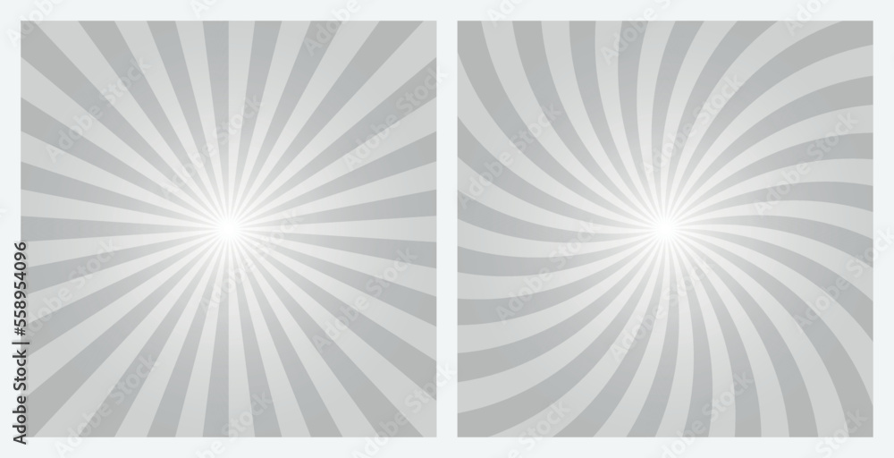 Silver Gray rays background. Silver sunburst pattern background set ...