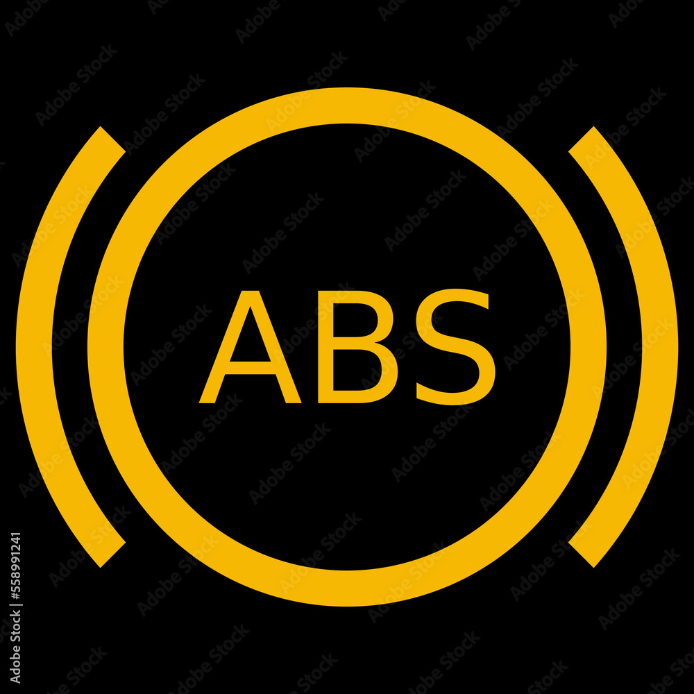 Amber vector graphic on a black background of a dashboard warning light ...