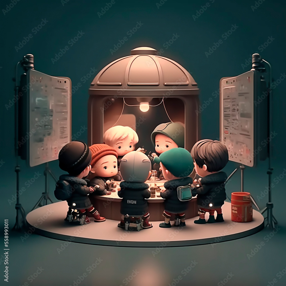 chibi korean band show. generative AI Stock Photo | Adobe Stock