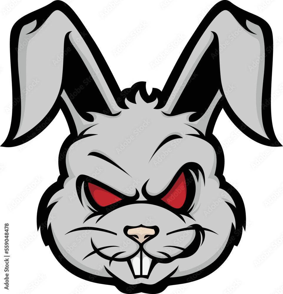 illustration vector graphic of angry rabbit head mascot good for logo ...