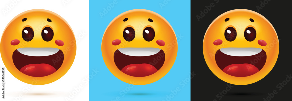 A surprising face emoji tears in eyes and rosy cheeks and in multiple ...