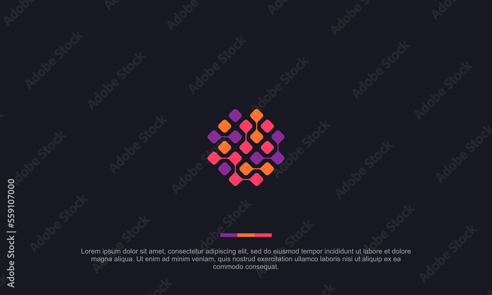 illustration vector graphic logo designs. logogram, logomark, pictogram logo. technology, pixels ...