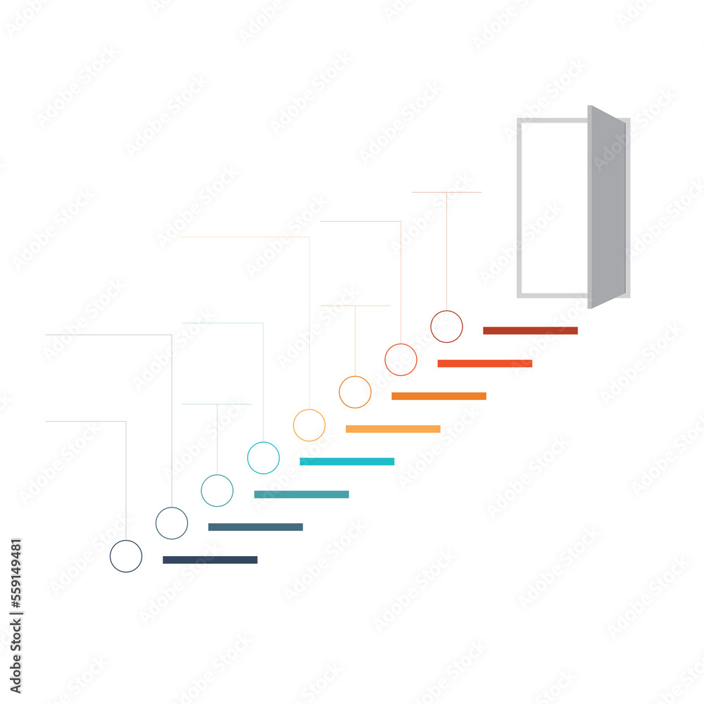 Ladder of success, leading up to an open door. Successful strategy ...