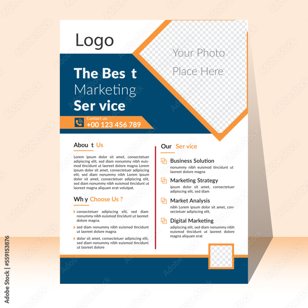 blue color flyer design, business flyer design, unique flyer design, a4 ...