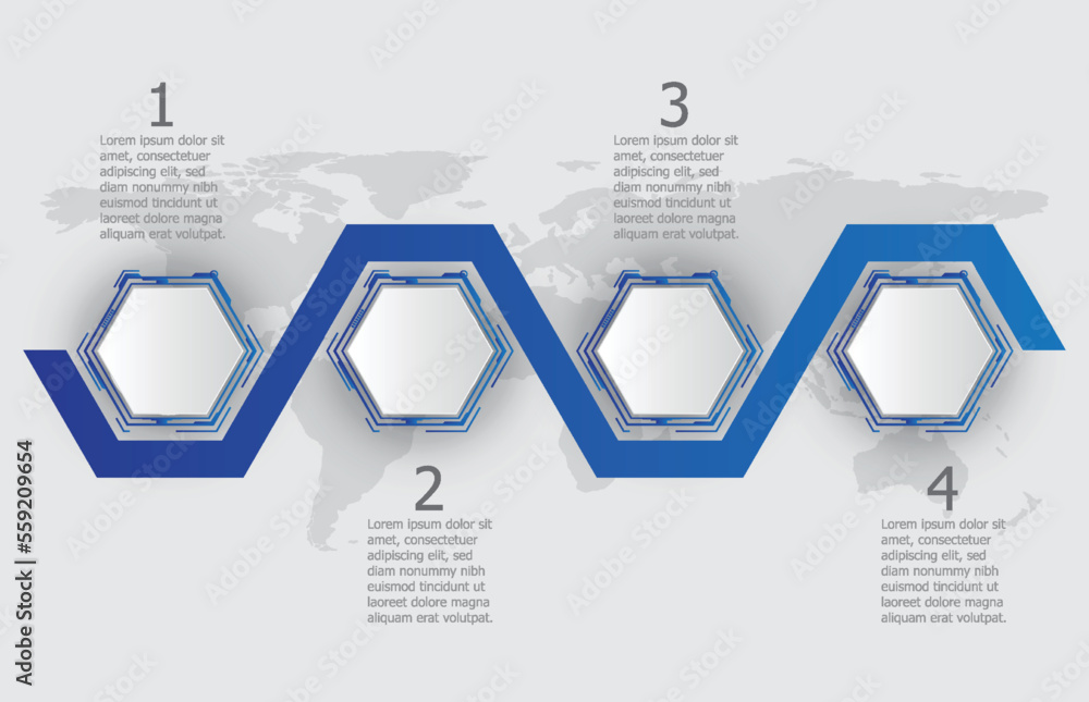 Infographic white template of hexagon hud ui display timeline topic ...