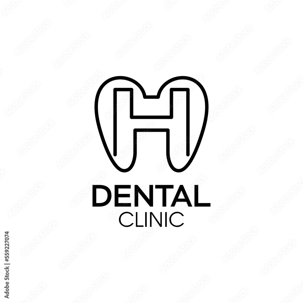 line art letter h dental logo vector Stock Vector | Adobe Stock