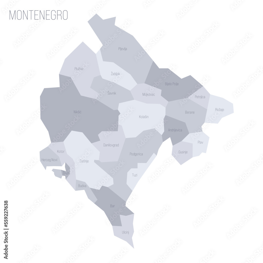 Montenegro political map of administrative divisions - municipalities ...