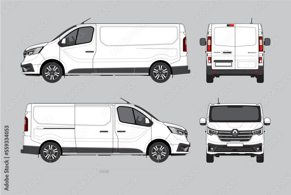Cargo van Renault Trafic vector template Stock Vector | Adobe Stock