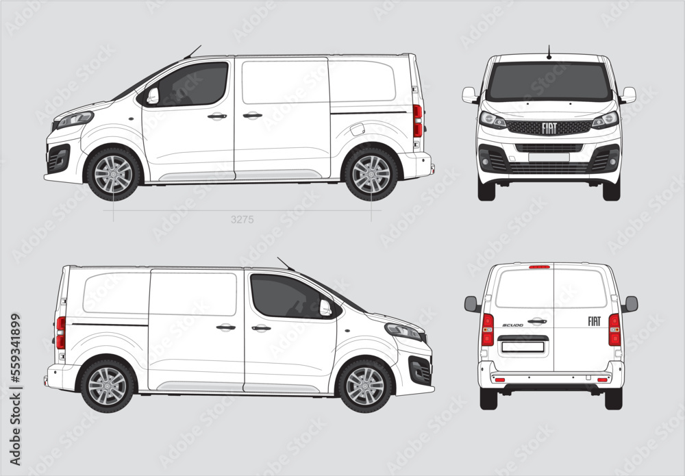 Cargo van Fiat Scudo vector template Stock Vector | Adobe Stock
