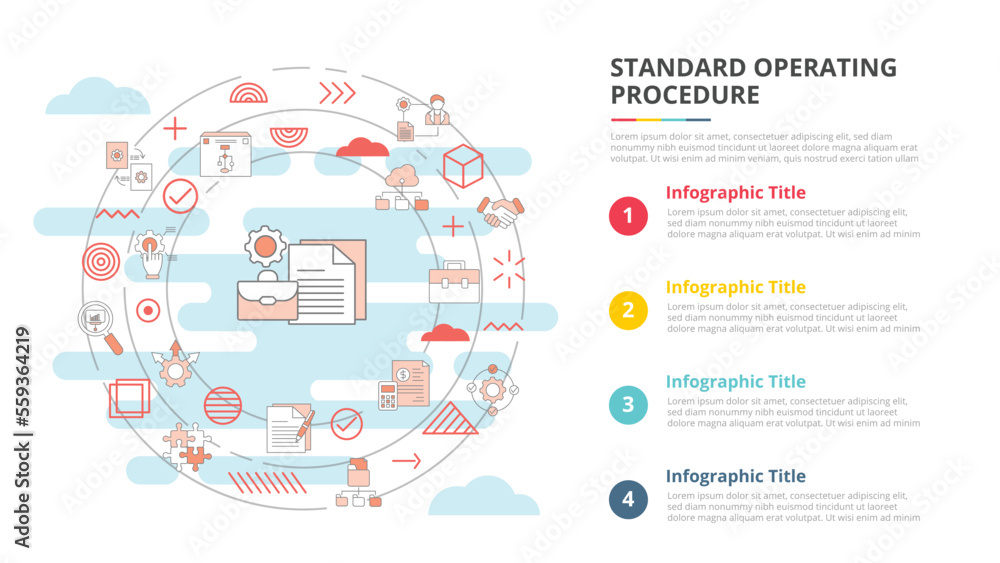 sop standard operating procedure concept for infographic template banner with four point list ...
