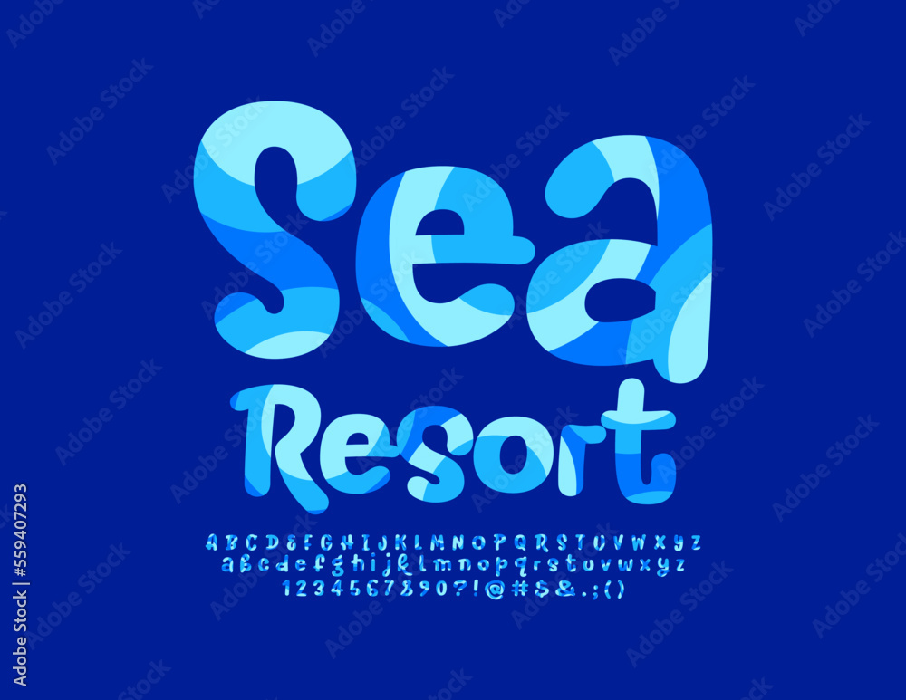 Vector creative emblem Sea Resort. Bright Stylish Font. Modern ...