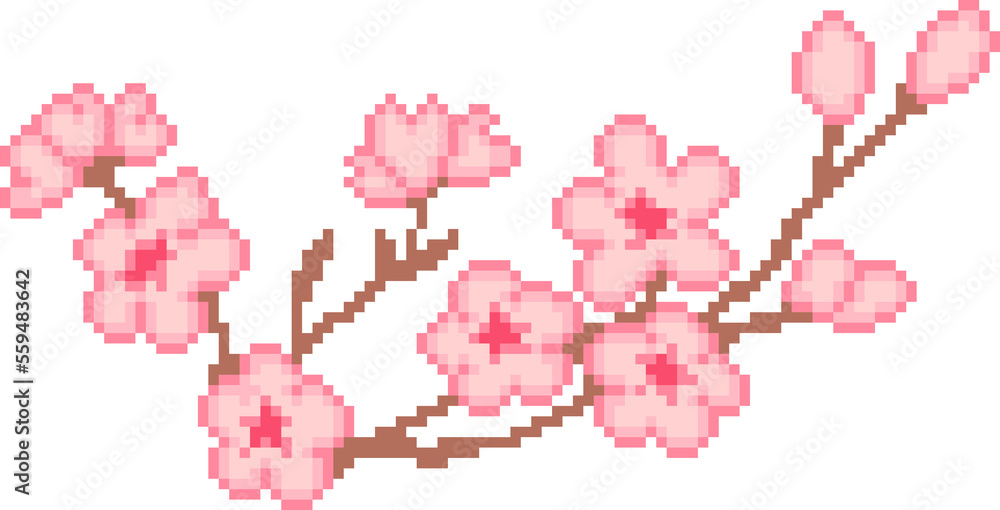 Cherry Blossom Pixel Art 스톡 사진 | Adobe Stock