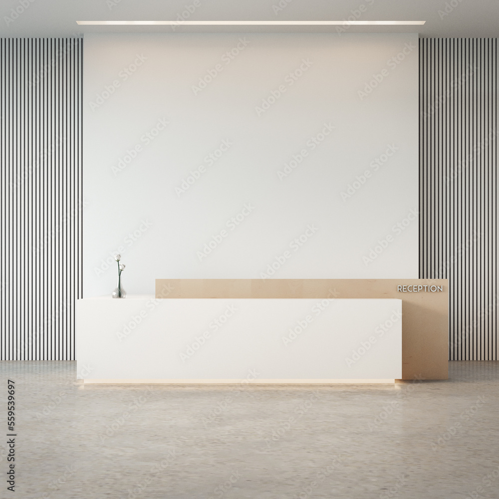 Luxury modern reception desk - 3D rendering Stock Illustration | Adobe ...