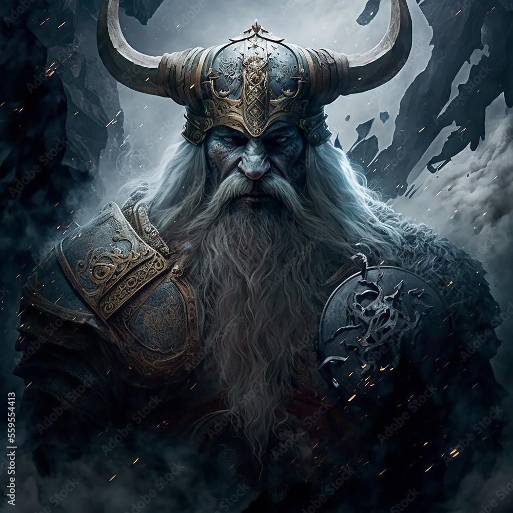 Norse mythology god Bragi. Created with Generative AI technology. Stock ...