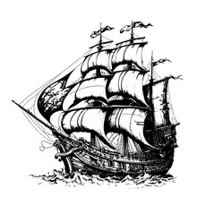 Retro Illustration Of A Pirate Ship Free Stock Photo - Public Domain ...
