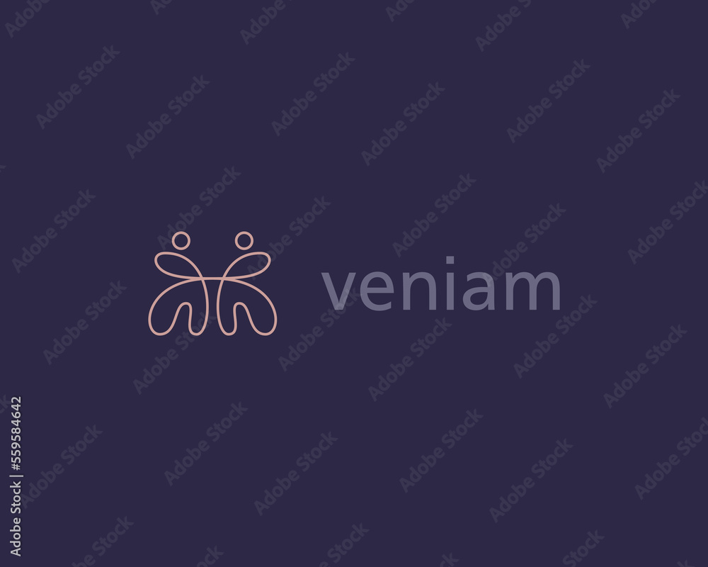 Continuous line people logo. Partnership cooperation symbol. Family ...