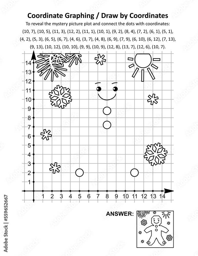 Coordinate graphing, or draw by coordinates, math worksheet with ...