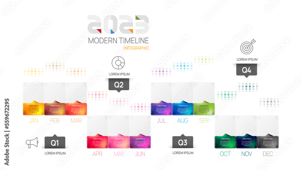 Infographic 2023 template for business. Modern Timeline diagram ...
