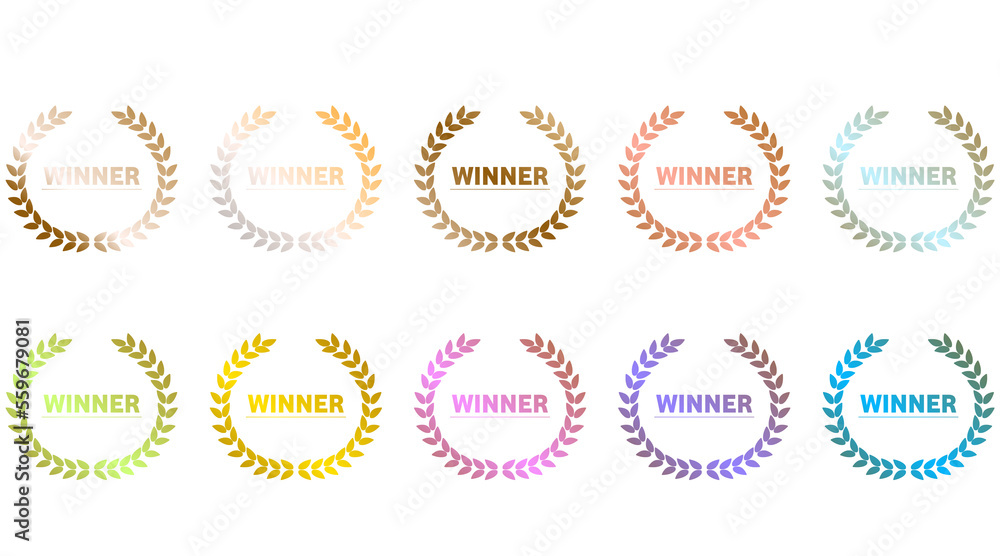 Winners icon badge set with laurel wreath on transparent background ...
