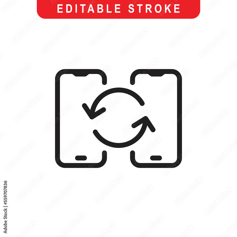 Smartphone Sync Outline Icon. Mobile Sync Line Art Logo. Vector ...