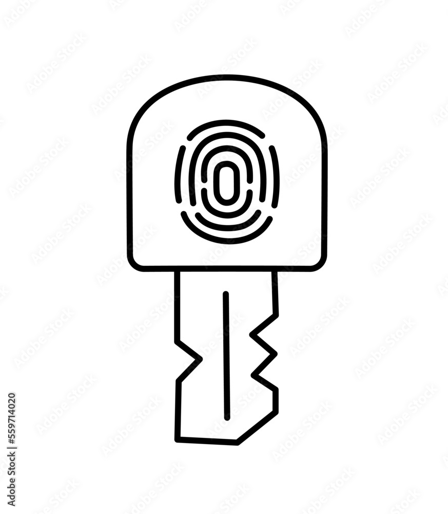 Fingerprint key. Digital lock biometrics. Cyber security. Vector line ...
