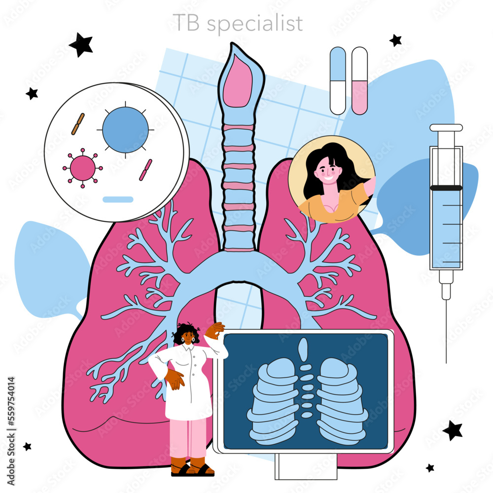 Tuberculosis specialist. Human pulmonary system diseases diagnostic ...