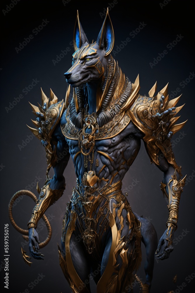 Anubis ancient Egyptian god of death. Fantasy scenery. concept art, generative ai Stock ...